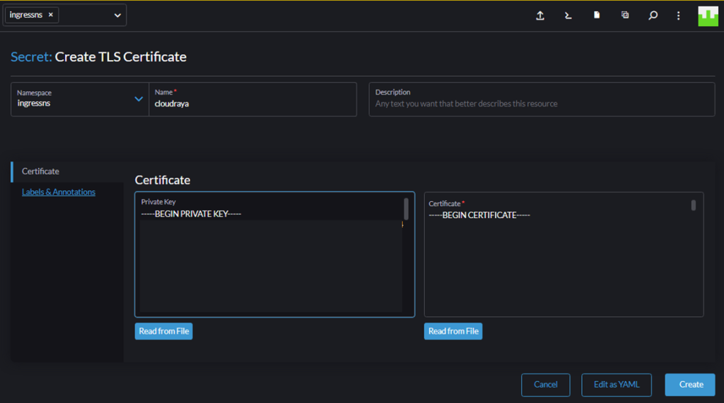 Kubernetes Ingress Controller using SSL in ServerStadium - ServerStadium